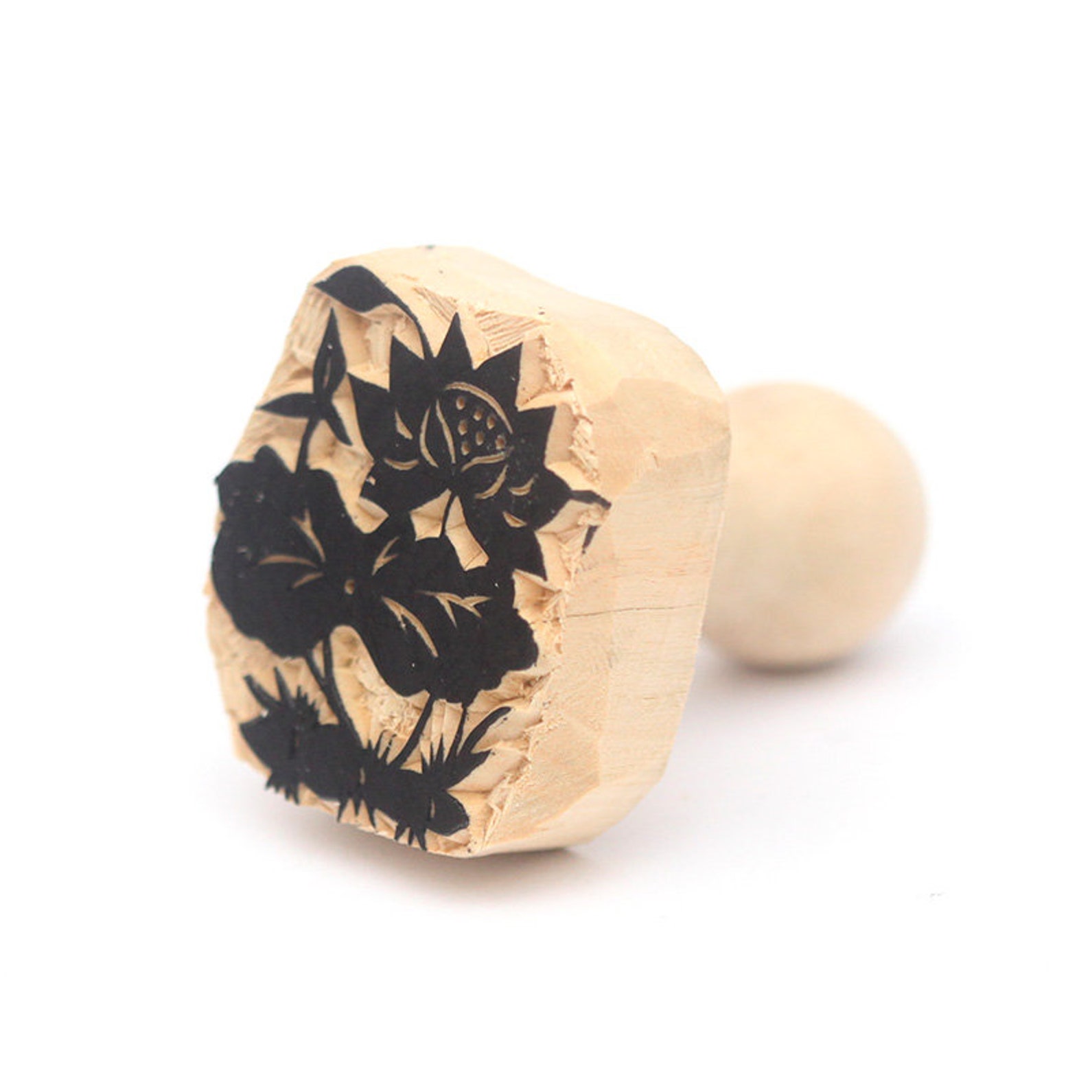 Lotus Stamp Lotus Flower Stamp Wooden Stamp Hand Carved | Etsy