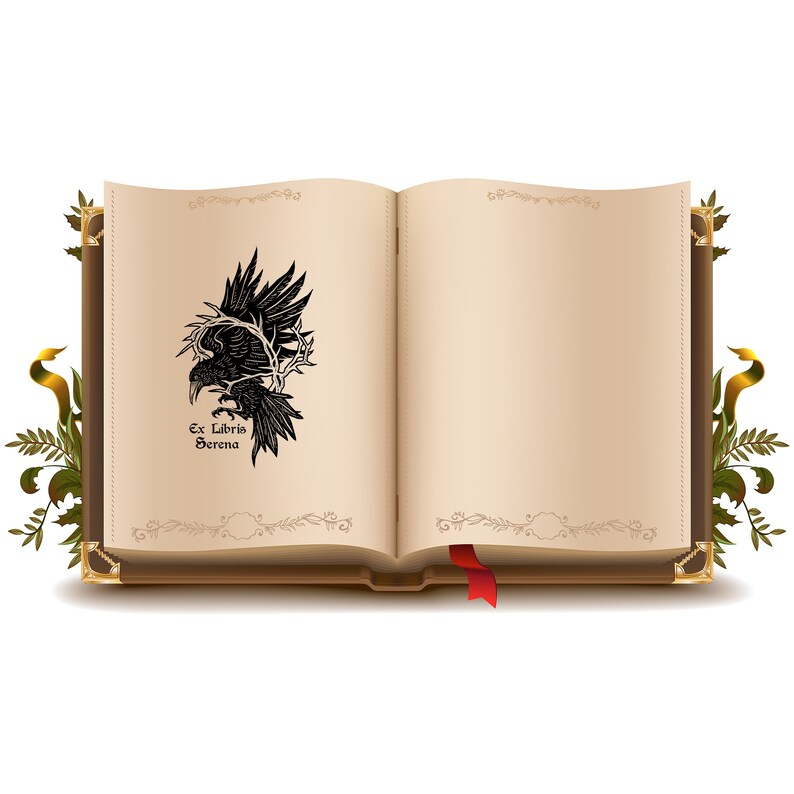 Ex-libris Stamp Raven Stamp Library Stamp Book Stamp | Etsy