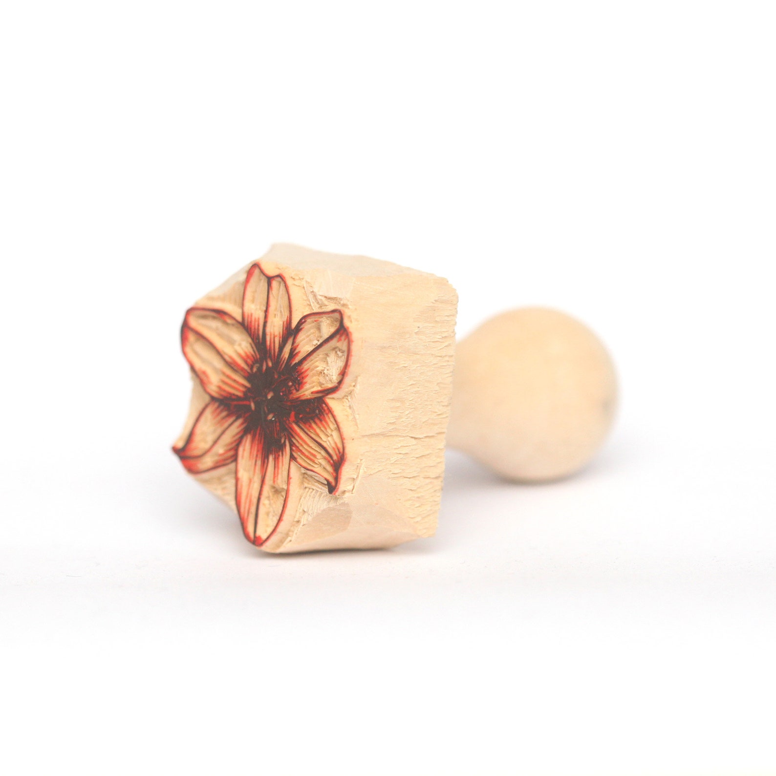 Lily Flower Stamp, Flower Stamp, Flower Stamp, 4cm Stamp, Wooden Stamp ...