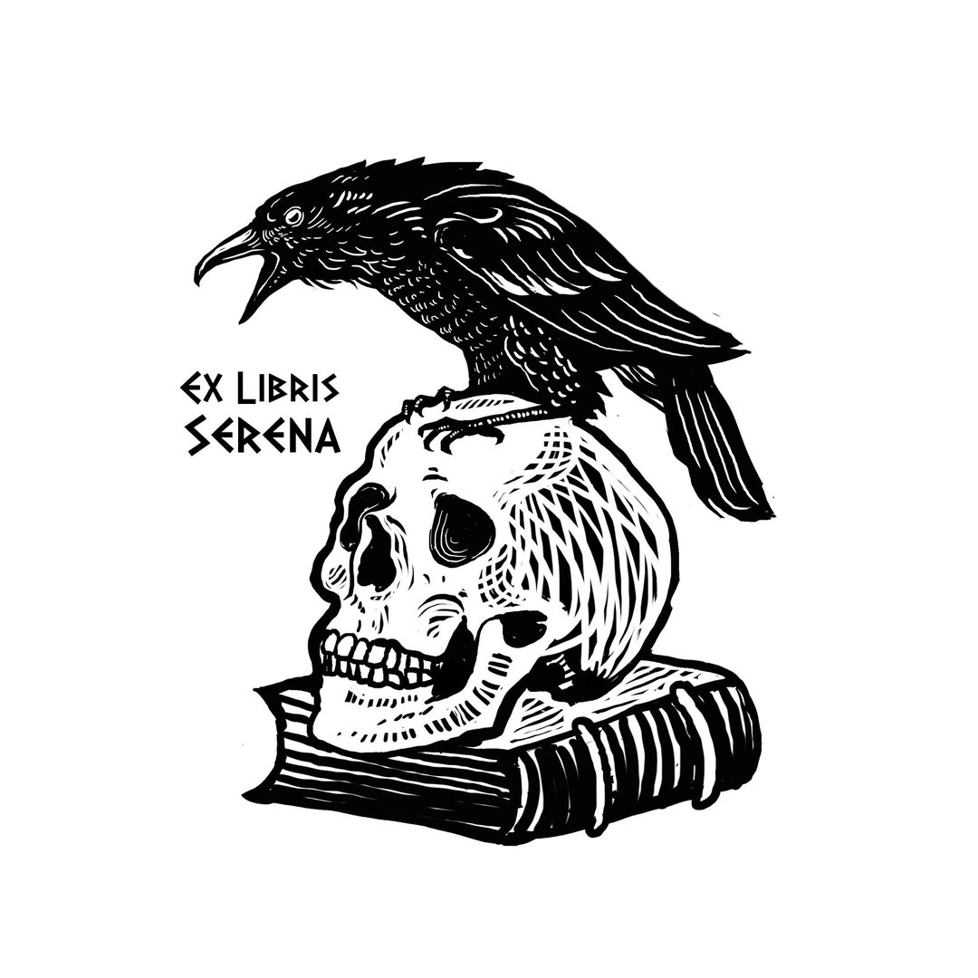 Ex-libris Stamp, Raven Stamp, Library Stamp, Book Stamp, Rubber Stamp ...