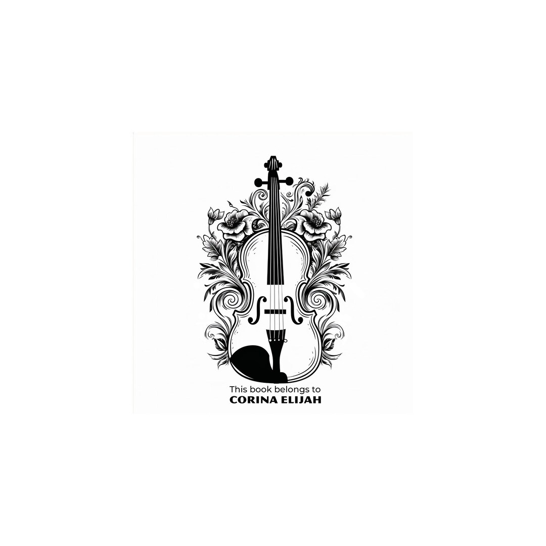 Ex Libris Stamp, Library Stamp, Violin Stamp, Book Stamp, Hand Carved ...