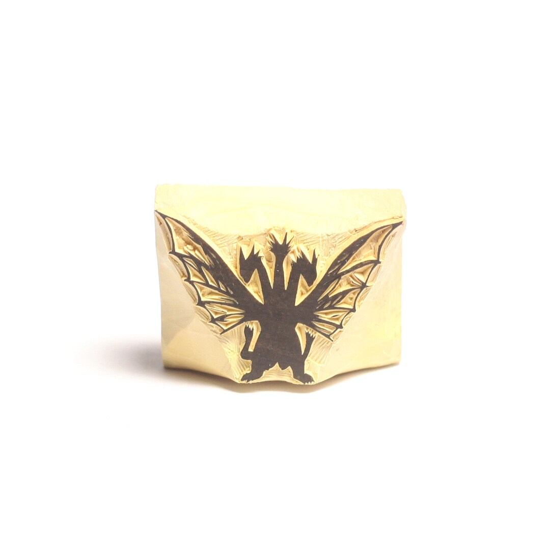 King Gidorah Stamp, Kaiju Stamp, Godzilla Stamp, Monster Stamp, Wooden ...