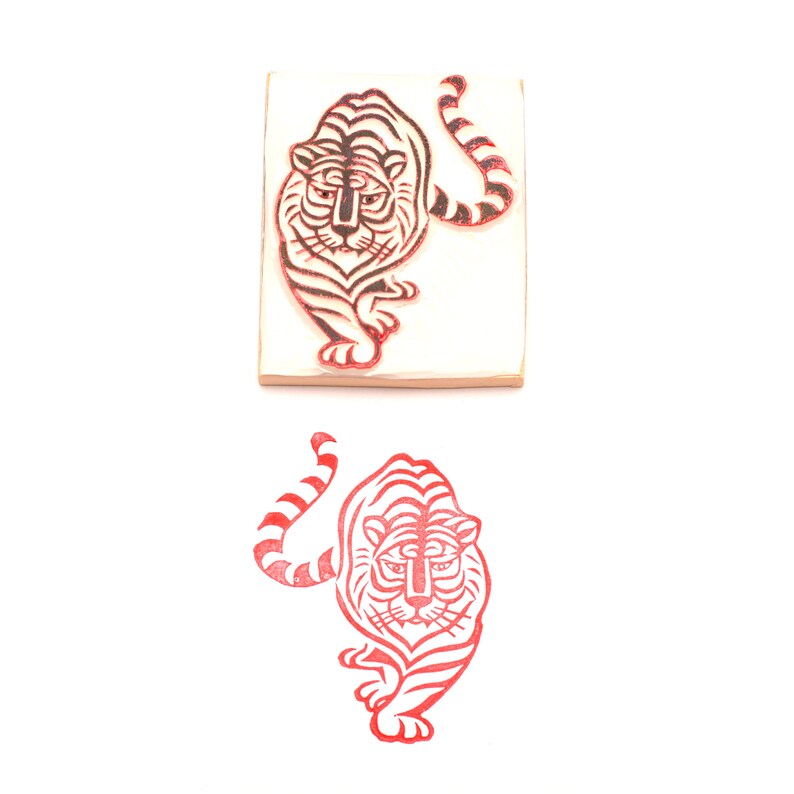 Tiger Stamp Wooden Stamp Hand Carved Clay Stamp Pottery | Etsy