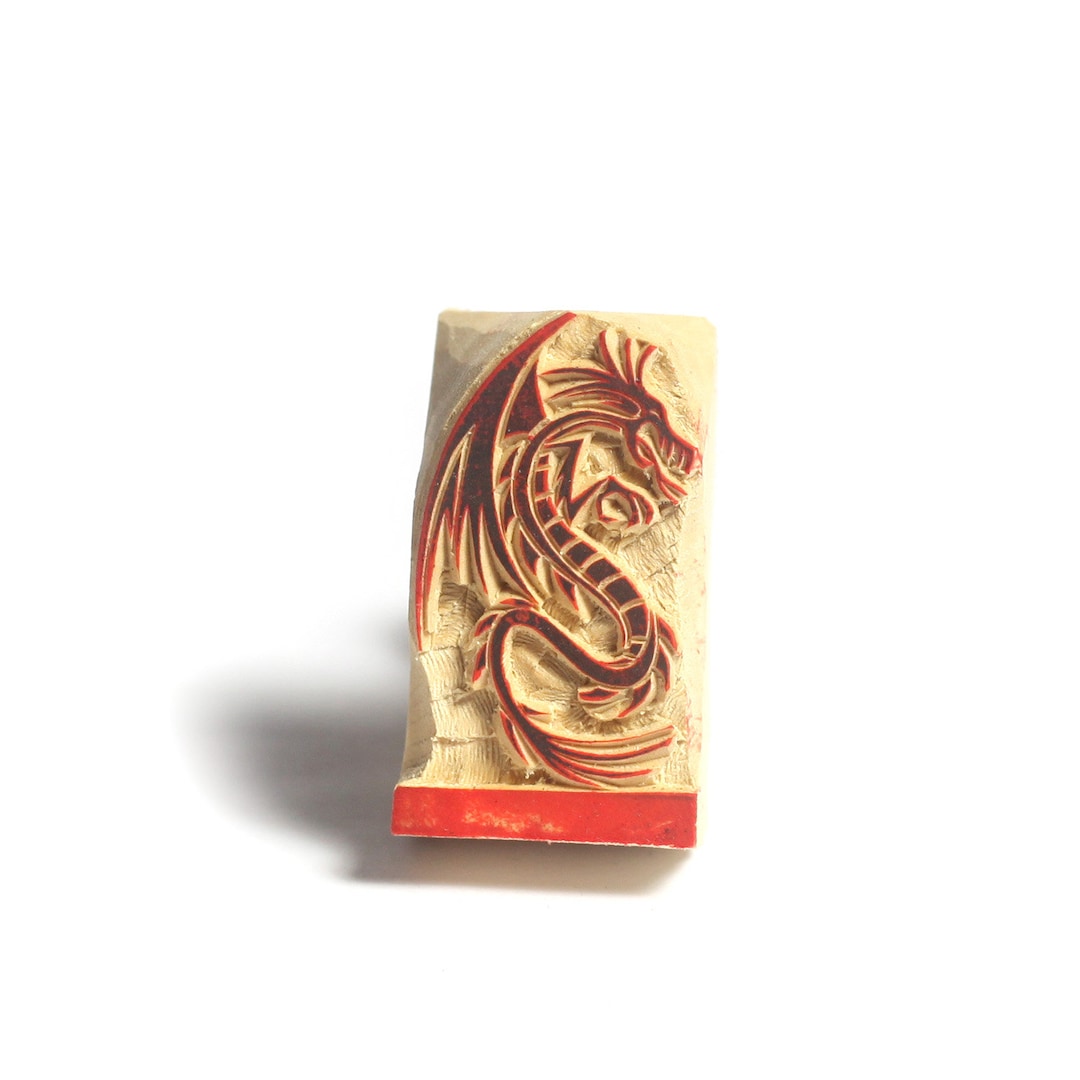 Winged Dragon Stamp: Personalized Rubber Stamp Printing Block - Etsy