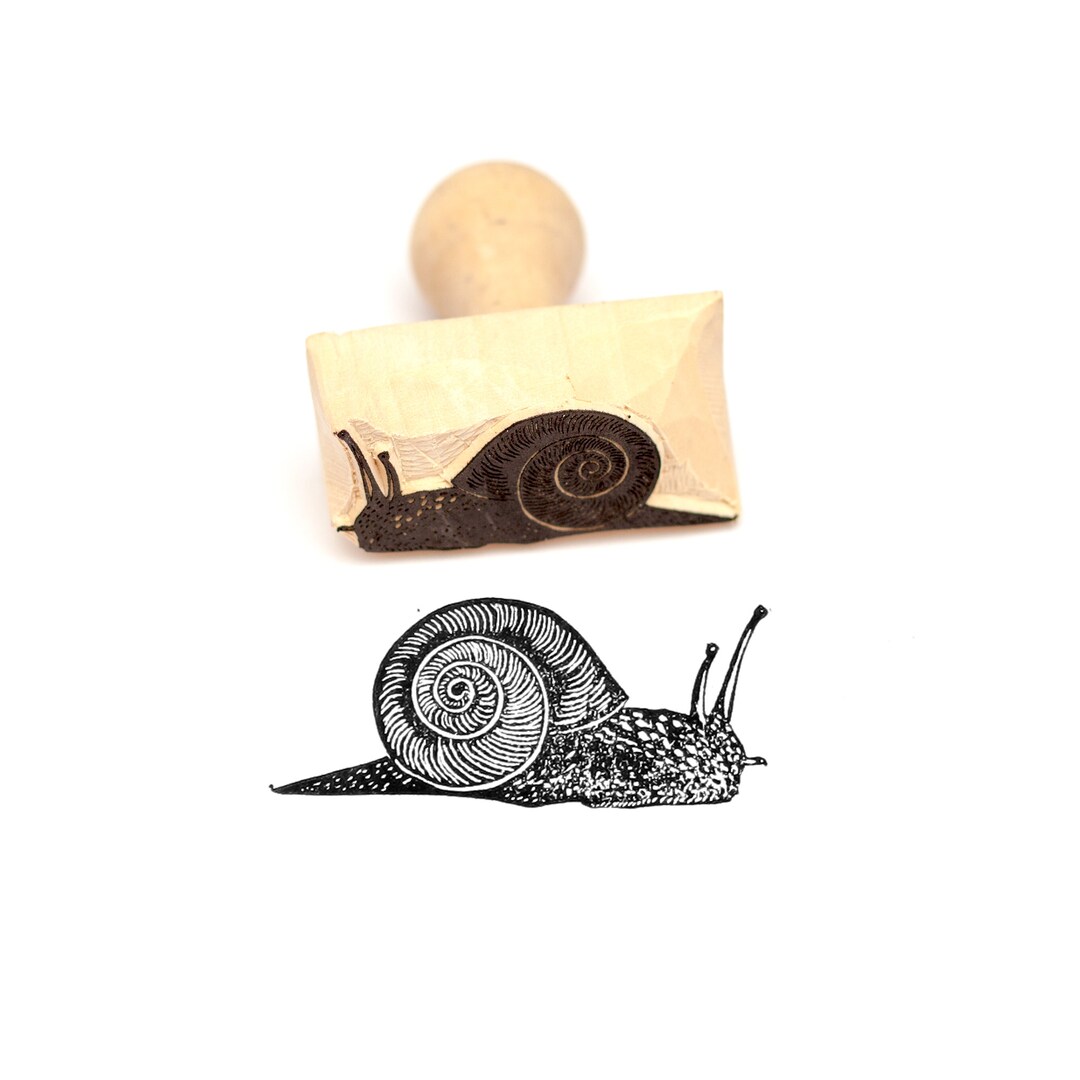 Snail Stamp, Animal Stamp, Wooden Stamp, Hand Carved, Pottery Stamp ...
