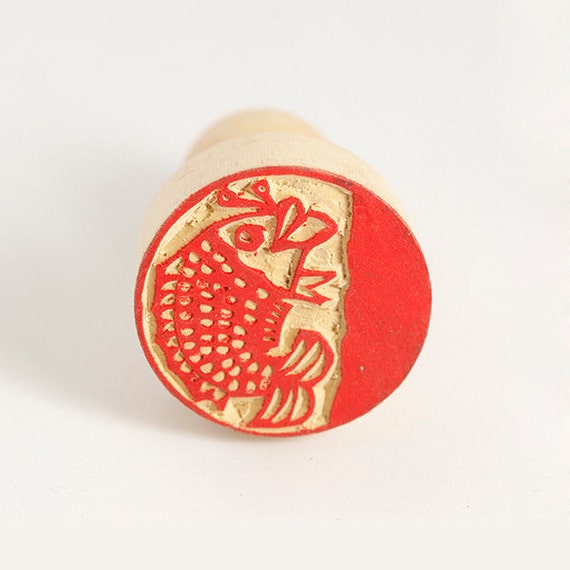 Stamp Fish Design Hand Carved Wood Stamp | Etsy
