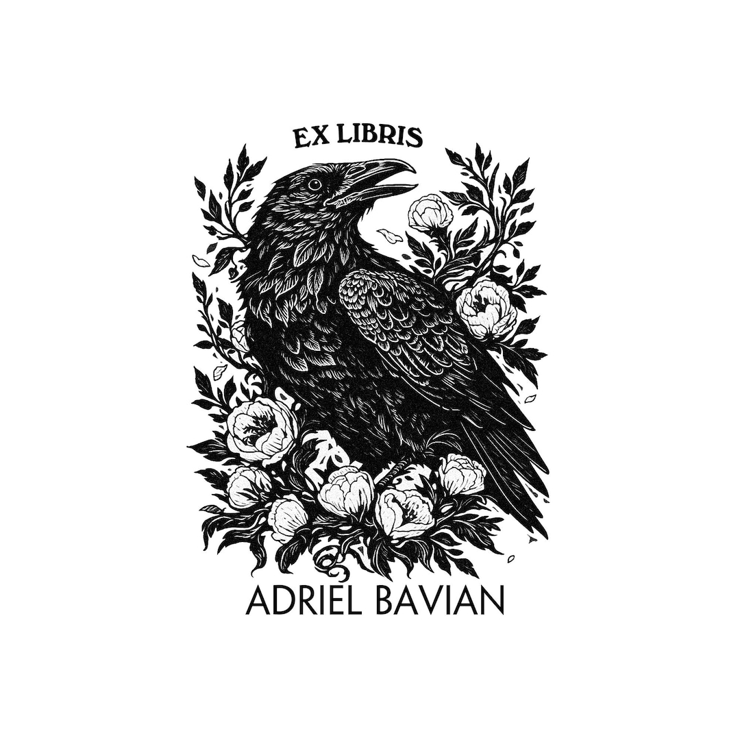 Raven Ex Libris Stamp for Personalized Book Ownership, Raven Stamp ...