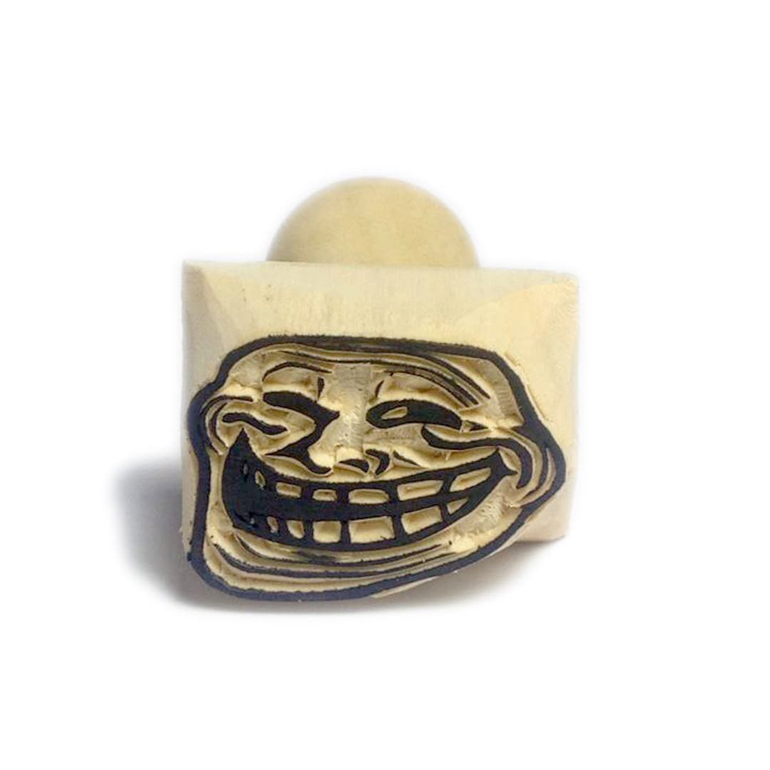 Troll Stamp, Troll Face Stamp, Meme Stamp, Wooden Stamp, Printing Block ...