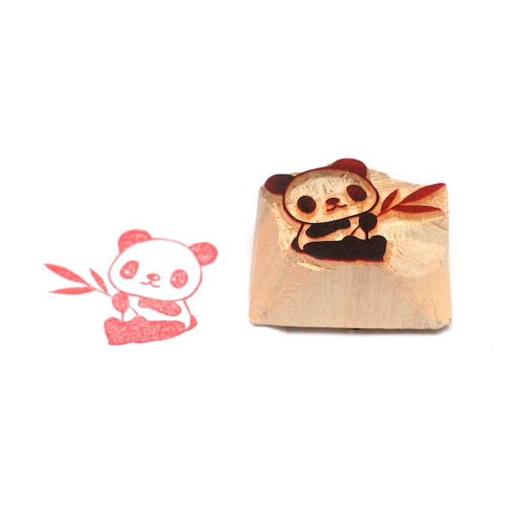 Panda Stamp Bear Stamp Wooden Stamp Hand Carved Wood - Etsy
