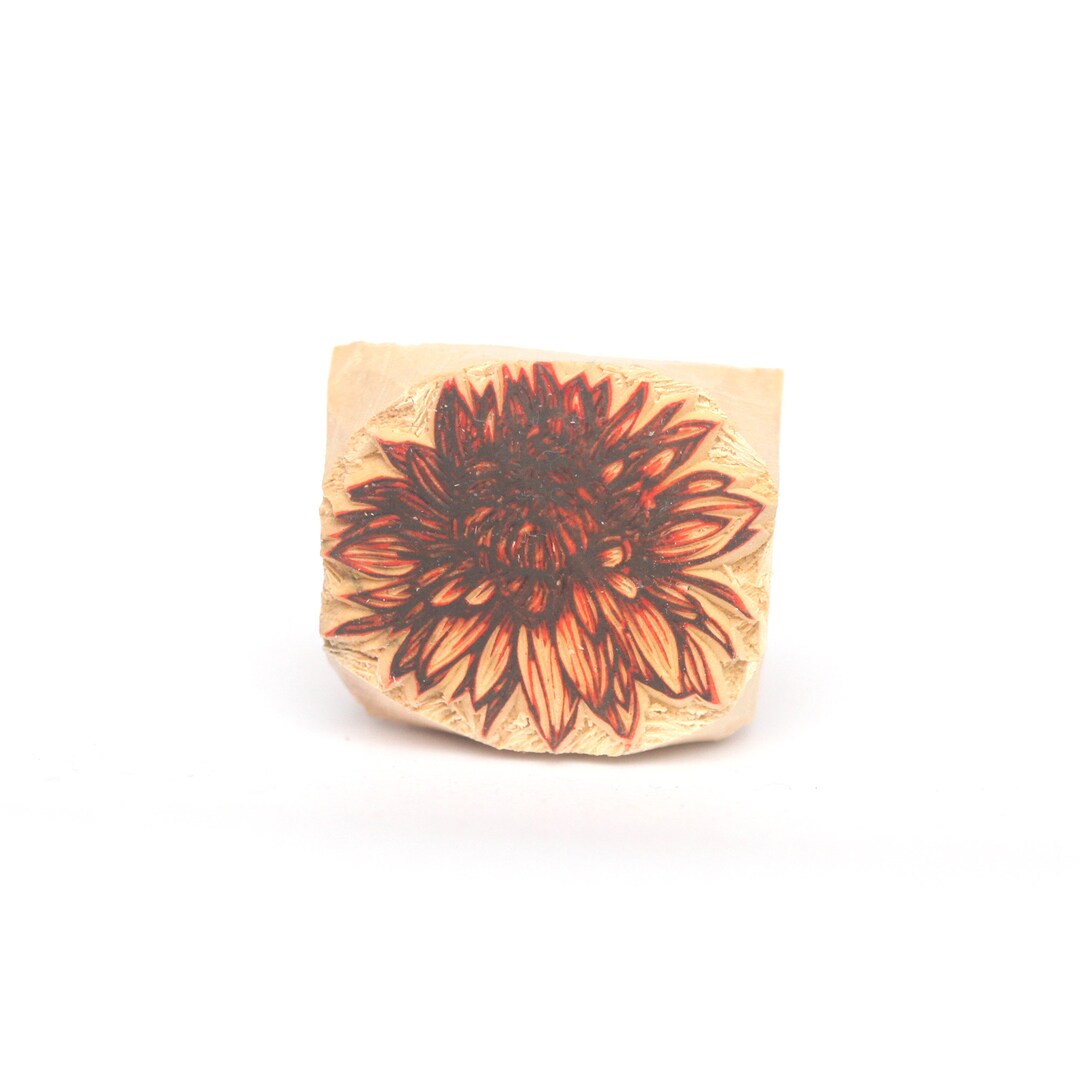 Chrysanthemum Stamp, Flower Stamp, Flower Stamp, 4cm Stamp, Wooden ...