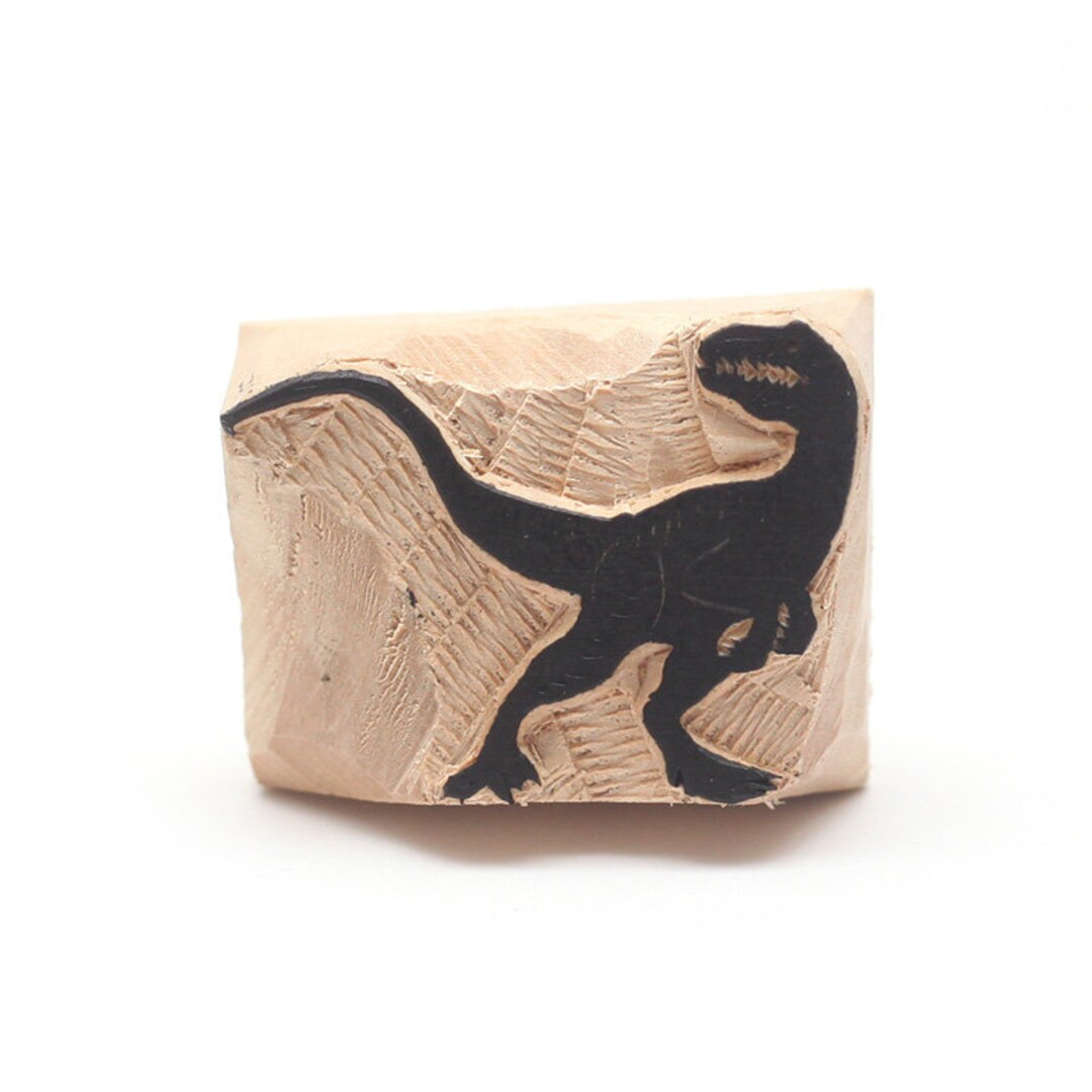 Velociraptor Stamp, Dinosaur Stamp, Wooden Stamp, Hand Carved, Animal ...