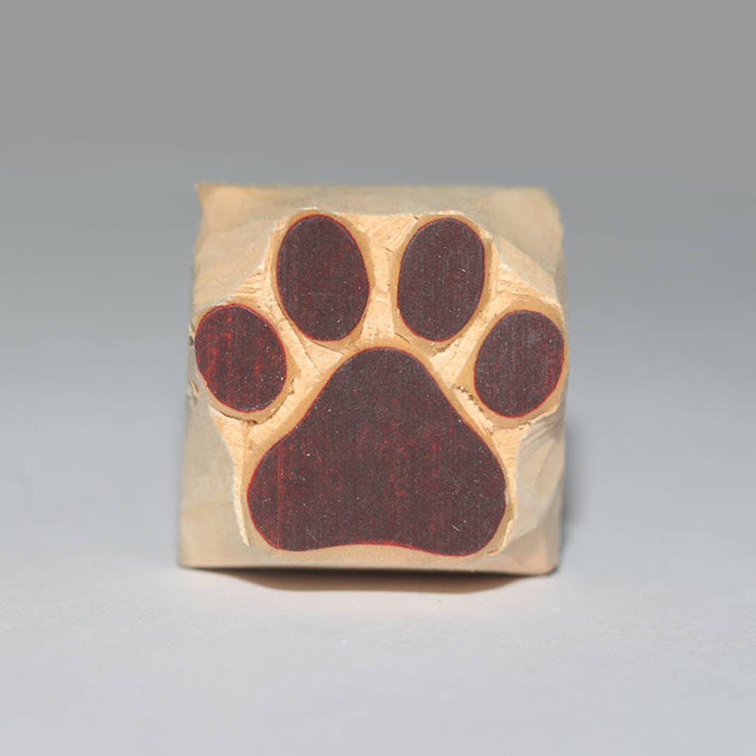 Dog Track Stamp, Animal Track Stamp, Wooden Stamp, Hand Carved, Clay ...