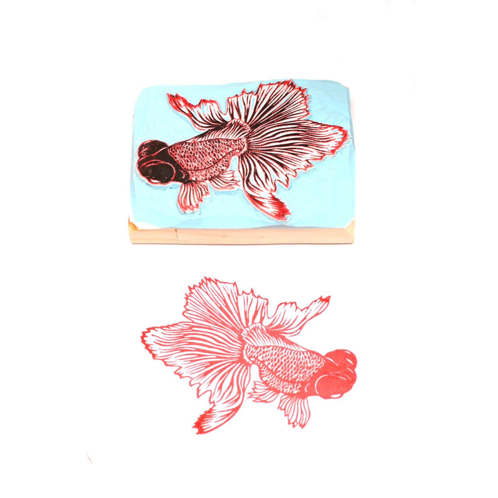 Goldfish Stamp Goldfish Stamps Fish Stamp Woodblock - Etsy