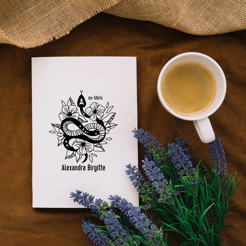 Ex-libris Stamp, Snake Stamp, Library Stamp, Rubber Stamp, Handmade ...