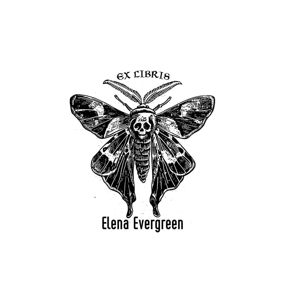 Ex Libris Stamp, Library Stamp, Moth Stamp, Insect Stamp, Hand Carved ...