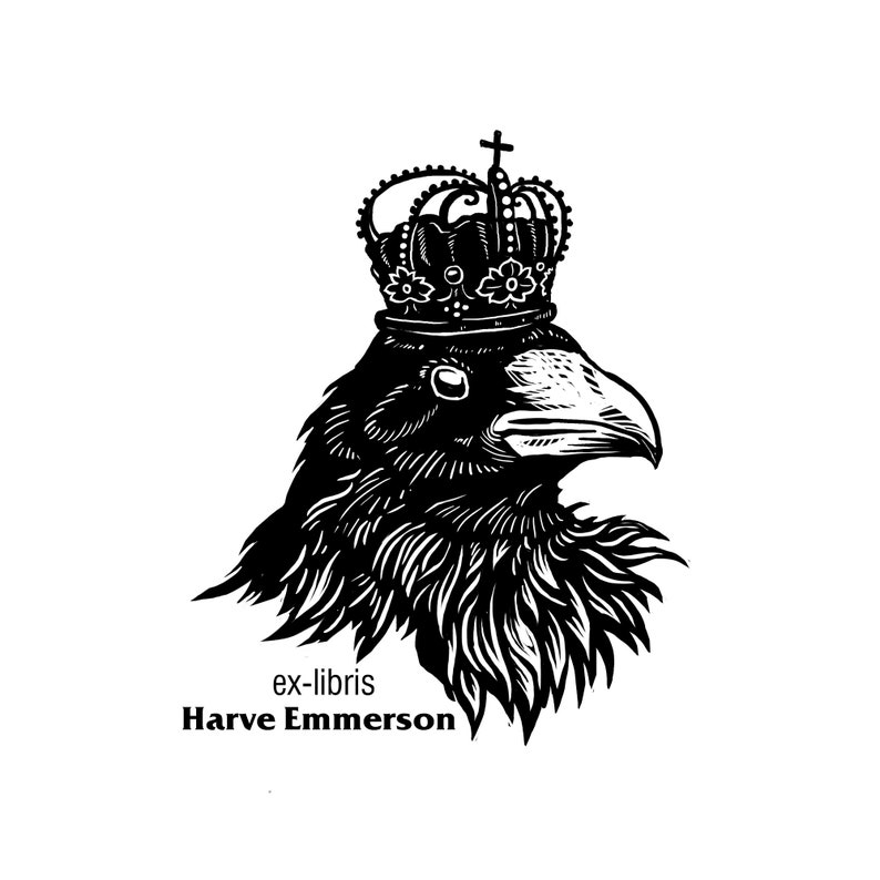 Ex-libris Stamp, Raven Stamp, Library Stamp, Book Stamp, Rubber Stamp ...