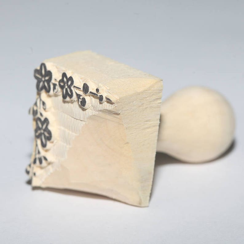 Corner Frame Stamp Flower Stamp Wooden Stamp Hand Carved | Etsy