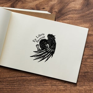 Ex-libris Stamp, Raven Stamp, Library Stamp, Book Stamp, Rubber Stamp ...