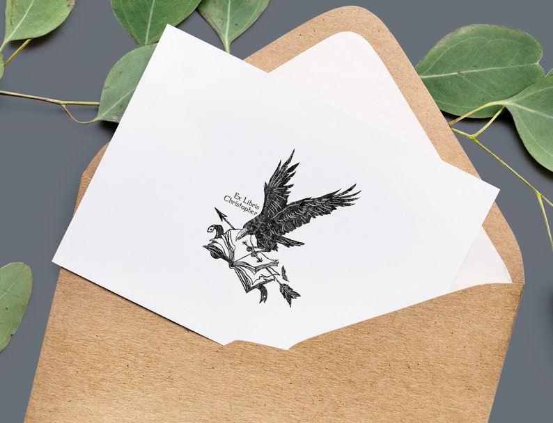 Ex-libris Stamp Raven Stamp Library Stamp Book Stamp | Etsy