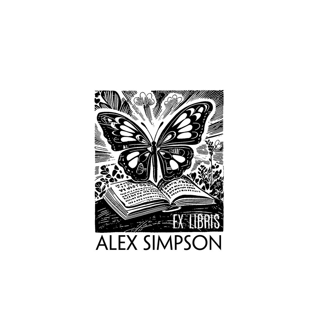 Ex Libris Stamp, Butterfly Stamp, Library Stamp, Book Stamp, Rubber ...