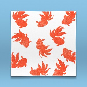 Goldfish Stamp,goldfish Stamps, Set of 3 Stamps, Fish Stamp, Woodblock ...