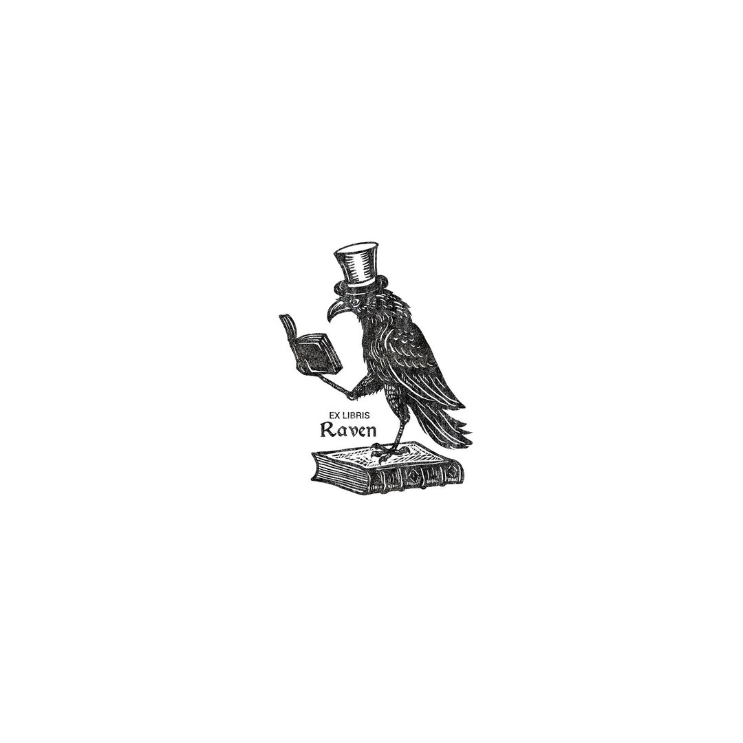 Ex-libris Stamp, Raven Stamp, Library Stamp, Book Stamp, Rubber Stamp ...