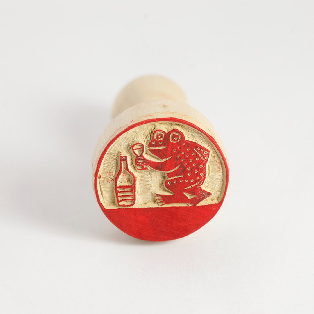Stamp Wooden Stamp Drinking Frog Design Clay Stamp Pottery - Etsy