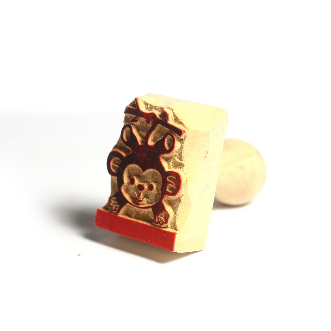 Monkey Stamp Animal Stamp Wooden Stamp Hand Carved Wood - Etsy