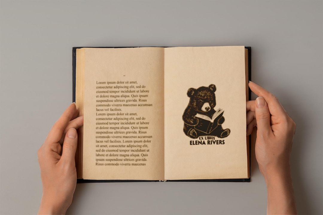 Ex-libris Stamp, Bear Stamp, Library Stamp, Book Stamp, Rubber Stamp ...
