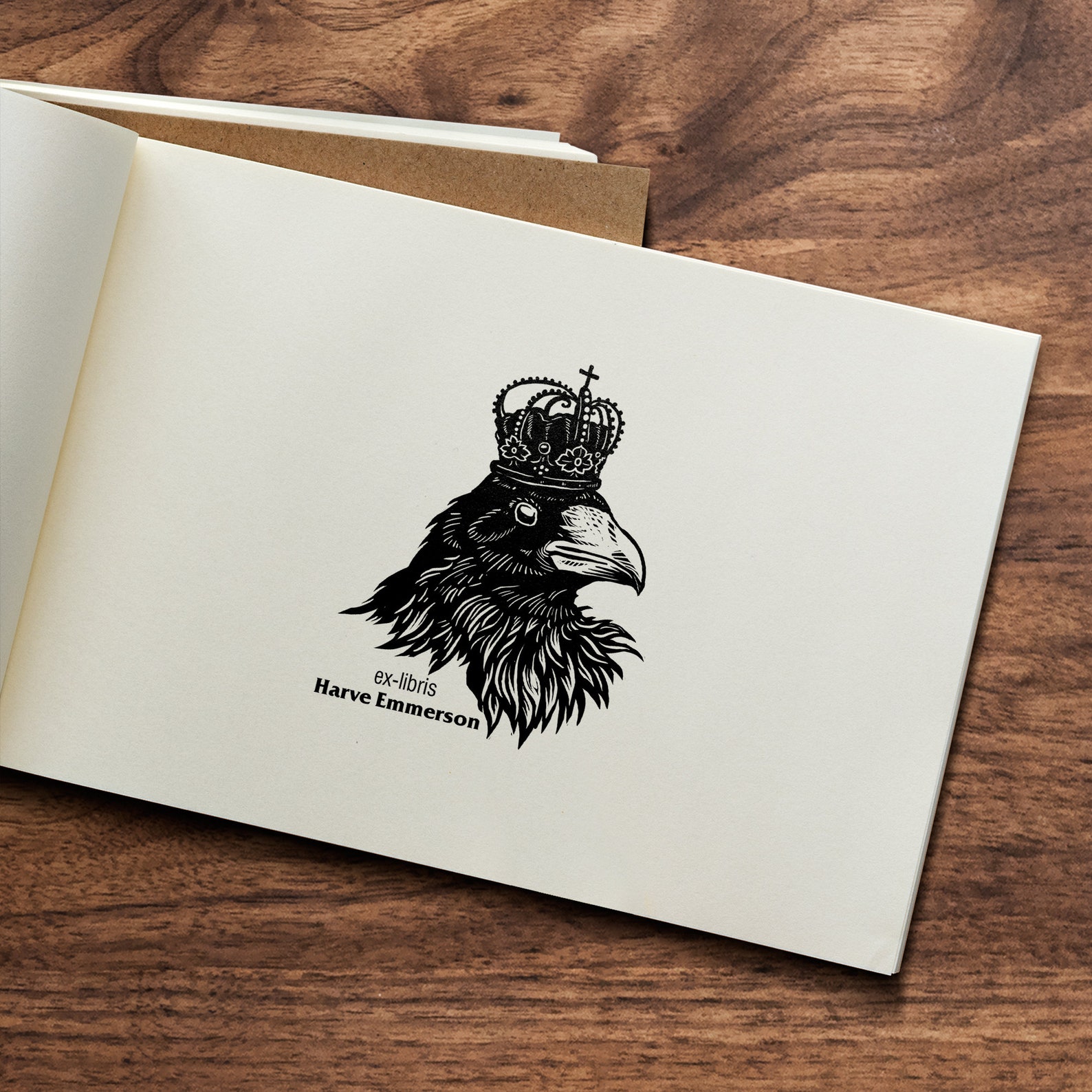 Ex-libris Stamp, Raven Stamp, Library Stamp, Book Stamp, Rubber Stamp ...