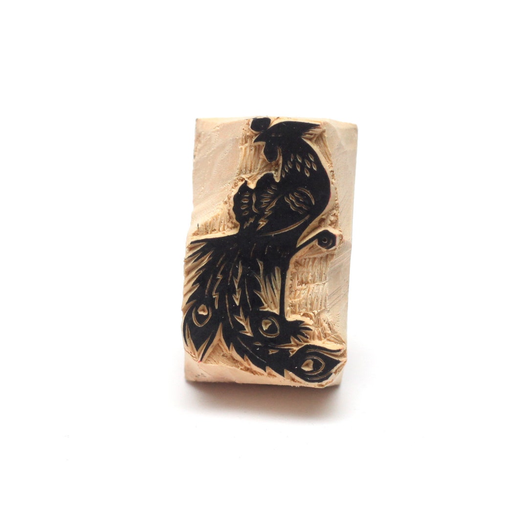 Hand Carved Phoenix Rubber Stamp Stamp: Pottery Clay Imprint (1.6 ...