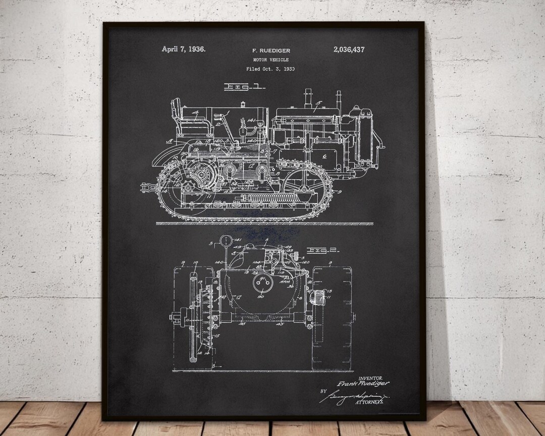 Vintage Dozer Rudiger Patent Drawing, Framed Wall Art on Canvas - Etsy