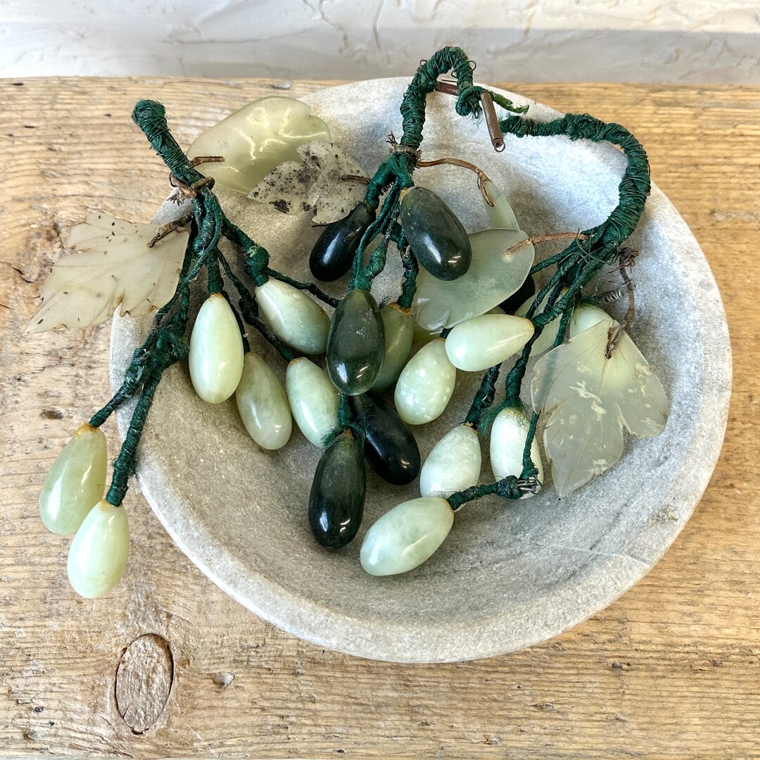 Vintage Mid Century Jade Grapes W/ Leaves - Three Bunches - Etsy
