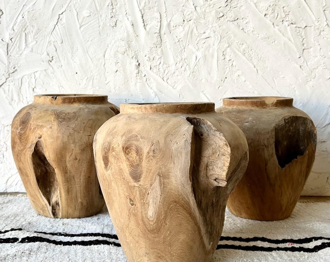 Driftwood Teak Root Wood Sculpture Planter Vase Pot 10” - Etsy