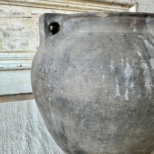 Large Vintage Black Gray Clay Pottery Pot Vase L18 - Etsy