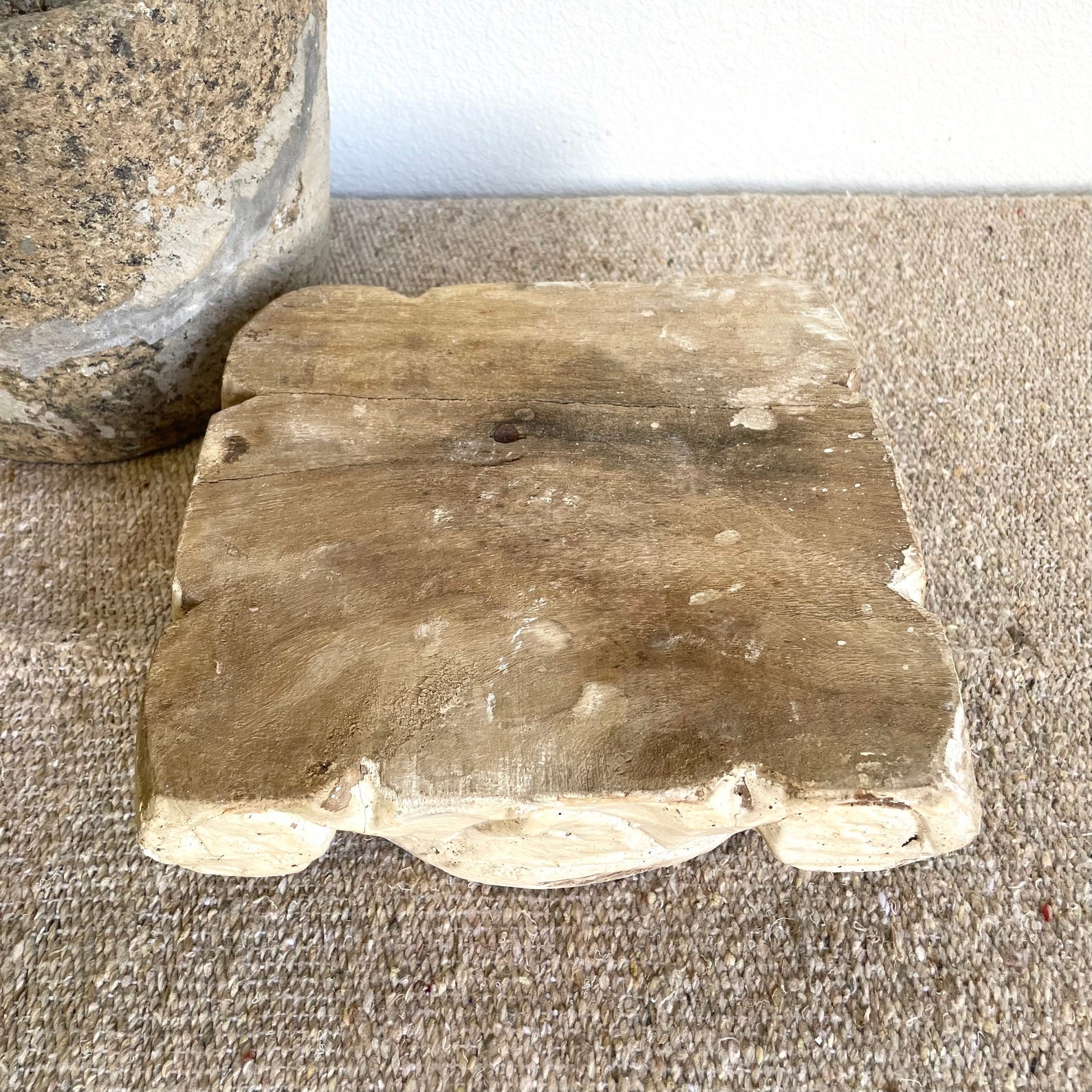 Hand Carved White Chippy Paint Wood Pedestal Riser 8 - Etsy