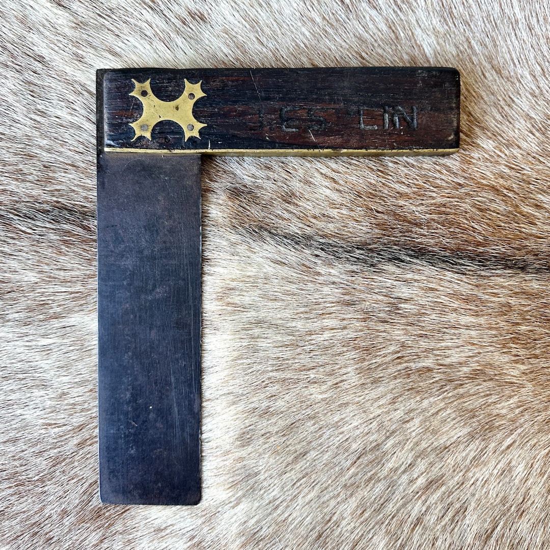 Vintage Antique Carpenters Square Rosewood and Brass - Etsy
