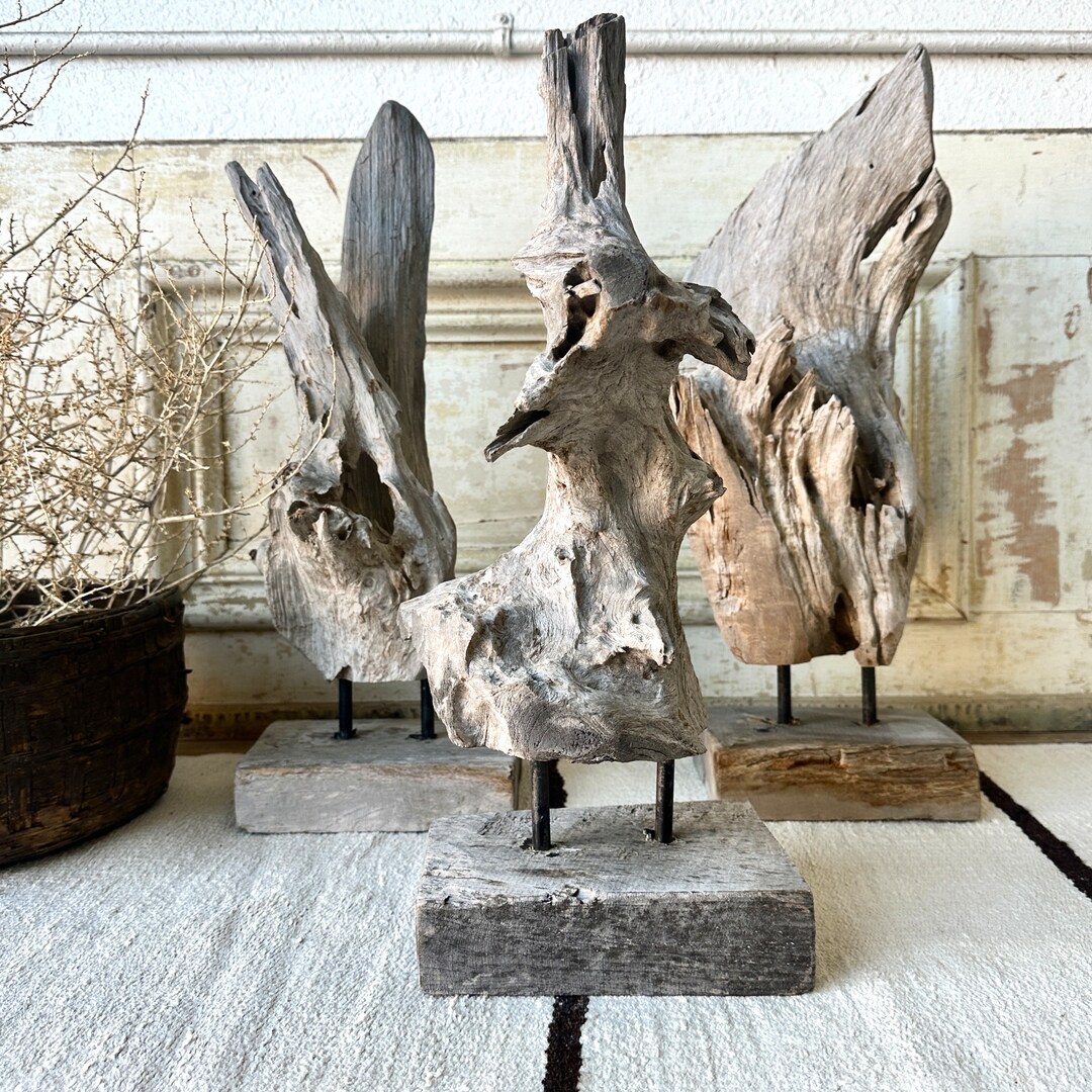 Driftwood Teak Root Sculpture on Stand Large 20 - Etsy