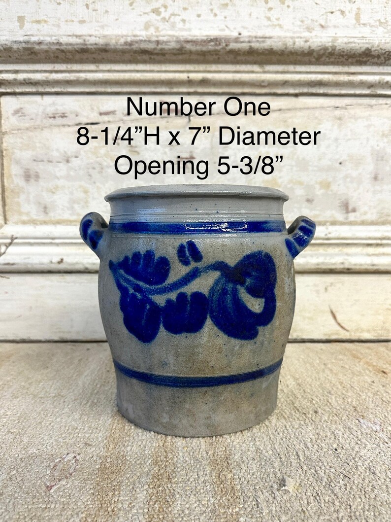 Vintage German Stoneware Crock - Farmhouse Décor With Cobalt Blue ...