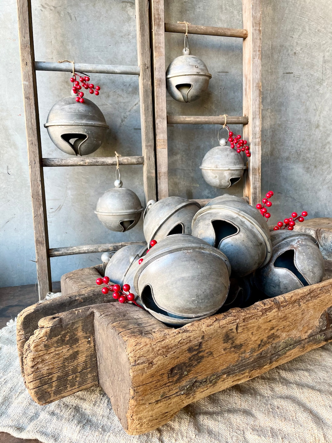 Extra Large Farmhouse Galvanized Jingle Bell Christmas Decoration 8” - Etsy