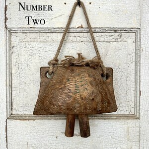 Large Vintage Carved Wood Cowbell Bell - Etsy