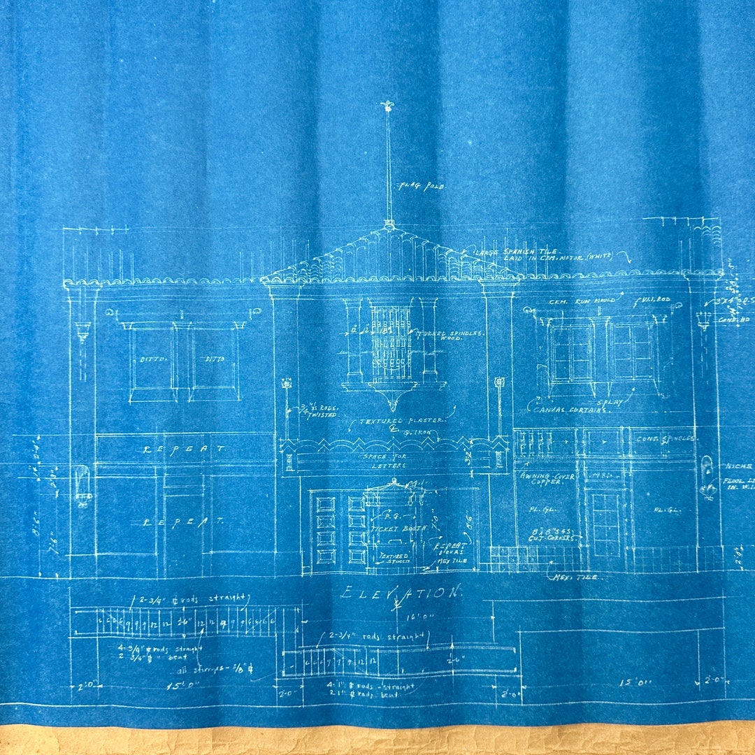 Vintage Antique Original Blueprints Historic Balboa Theatre Newport ...