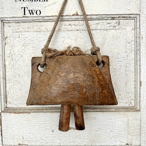 Large Vintage Carved Wood Cowbell Bell - Etsy
