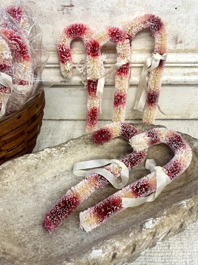 Vintage Candy Cane Ornaments – Handmade Christmas Tree Decorations ...