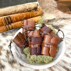 Mini Leather Journal Keychain Ornament - Etsy