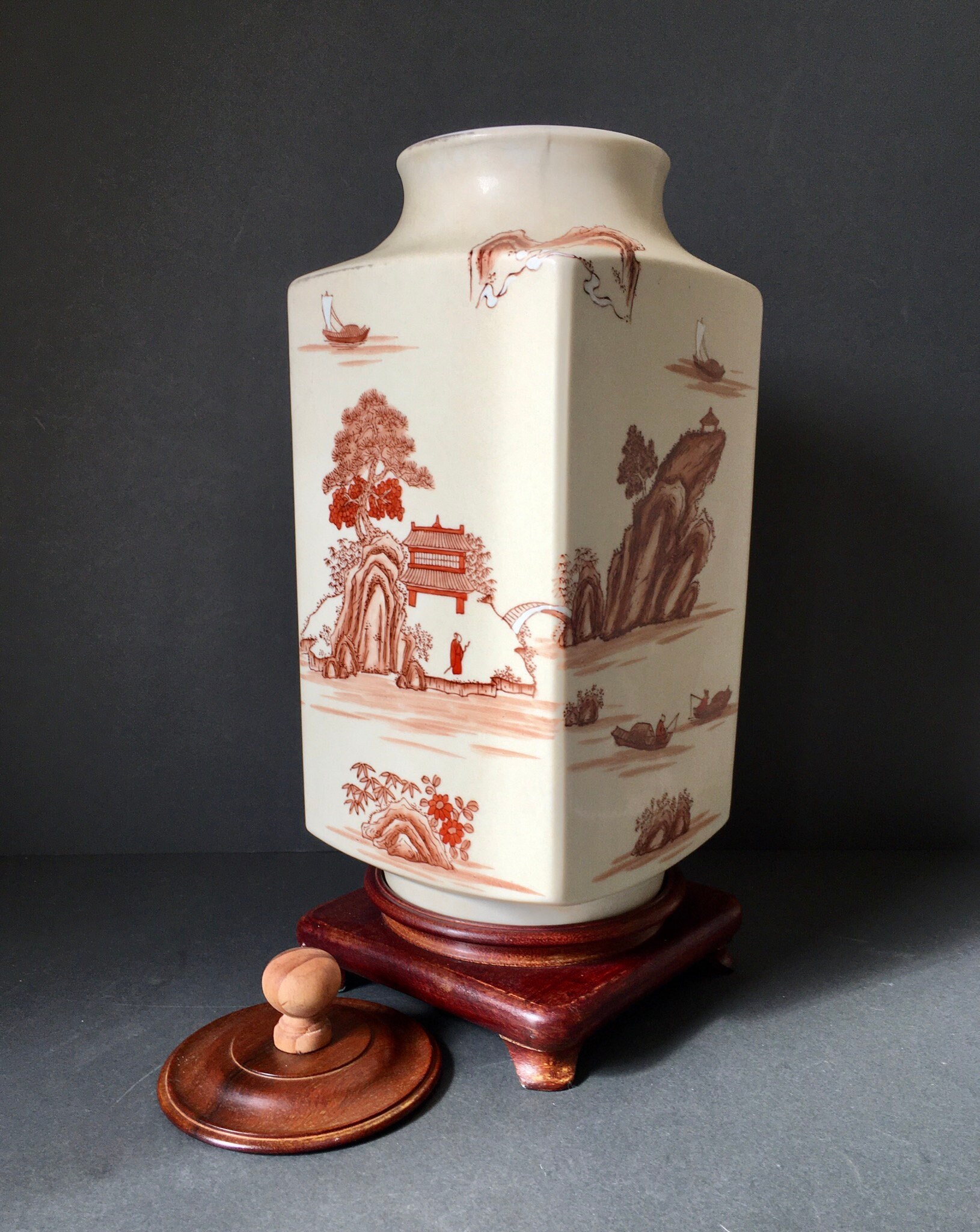 Vintage Chinese Cong Vase 17 Pillar Urn Vase on Plinth - Etsy UK