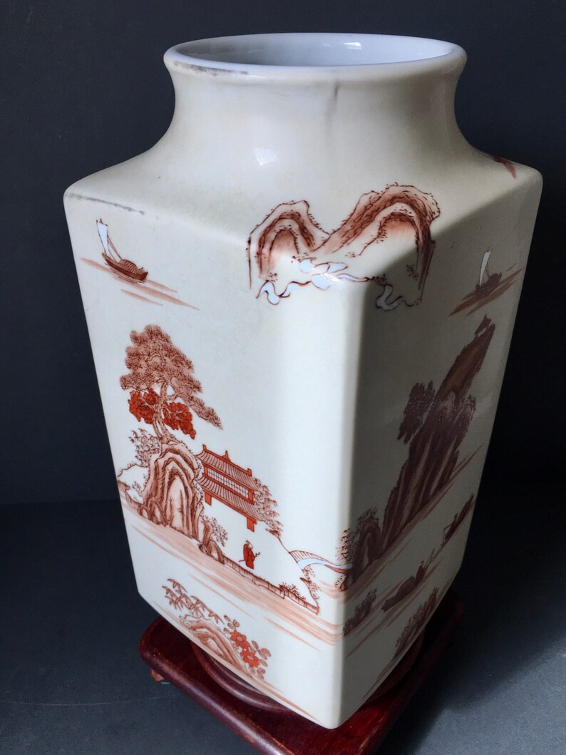 Vintage Chinese Cong Vase 17 Pillar Urn Vase on Plinth - Etsy UK