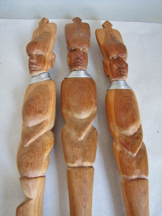 African Wooden Utensils Hand Carved Wood Kenyan Fork Knife | Etsy