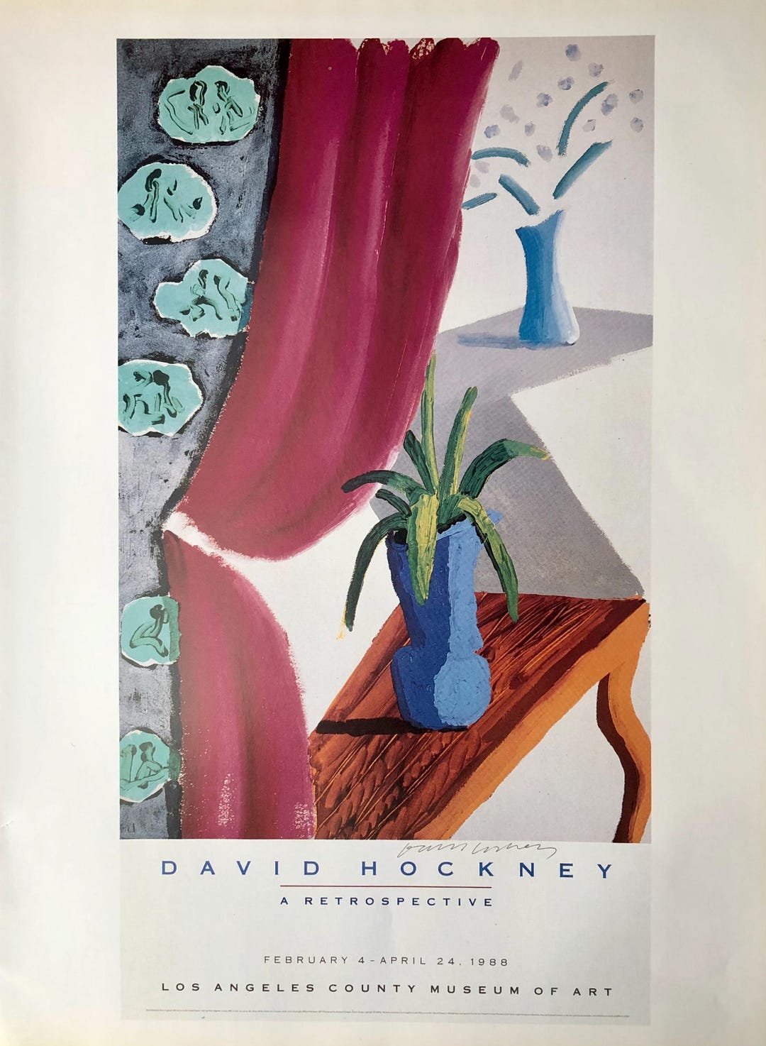Vintage 1994 Reproduction Poster David Hockney Retrospective Los ...