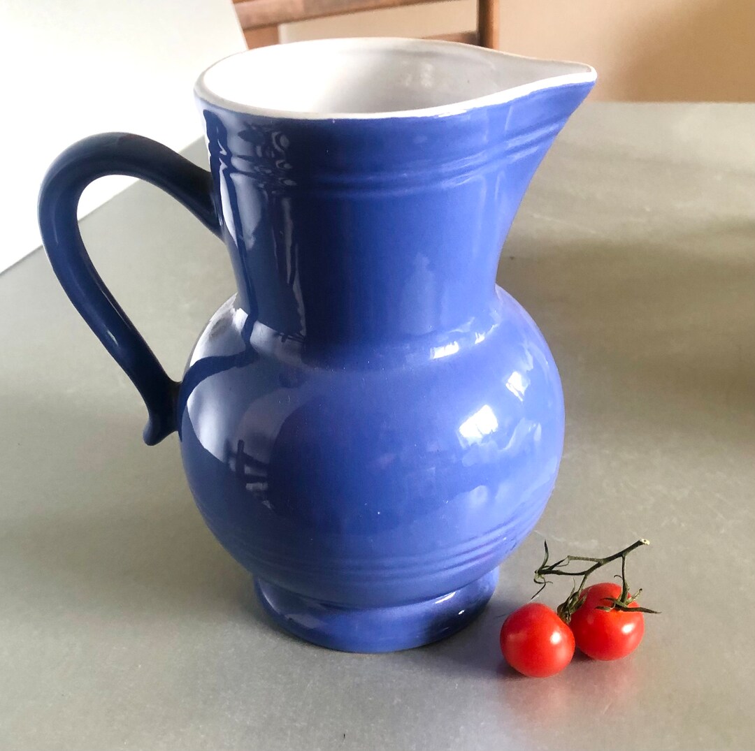 French Blue Pottery Jug Emile Henry Classic French Tableware - Etsy